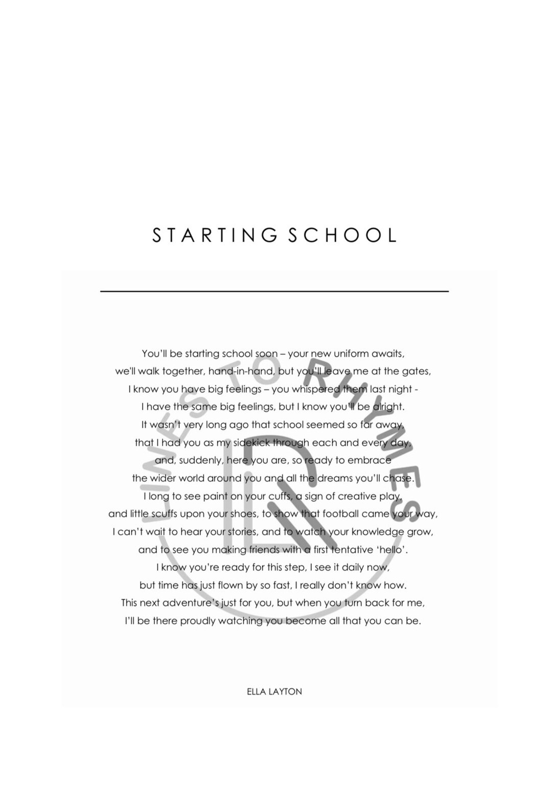 Starting School Poem - Etsy