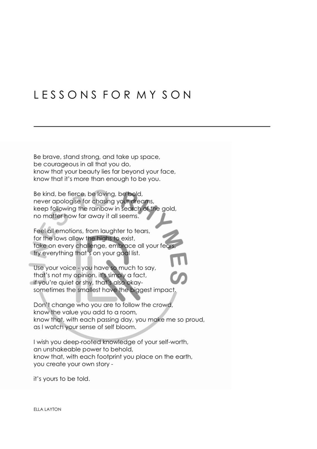 Lessons for My Son Poem - Etsy