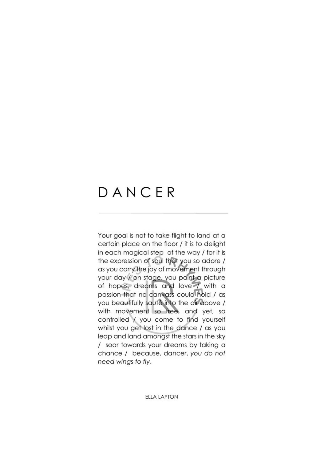 Dancer Poem - Etsy