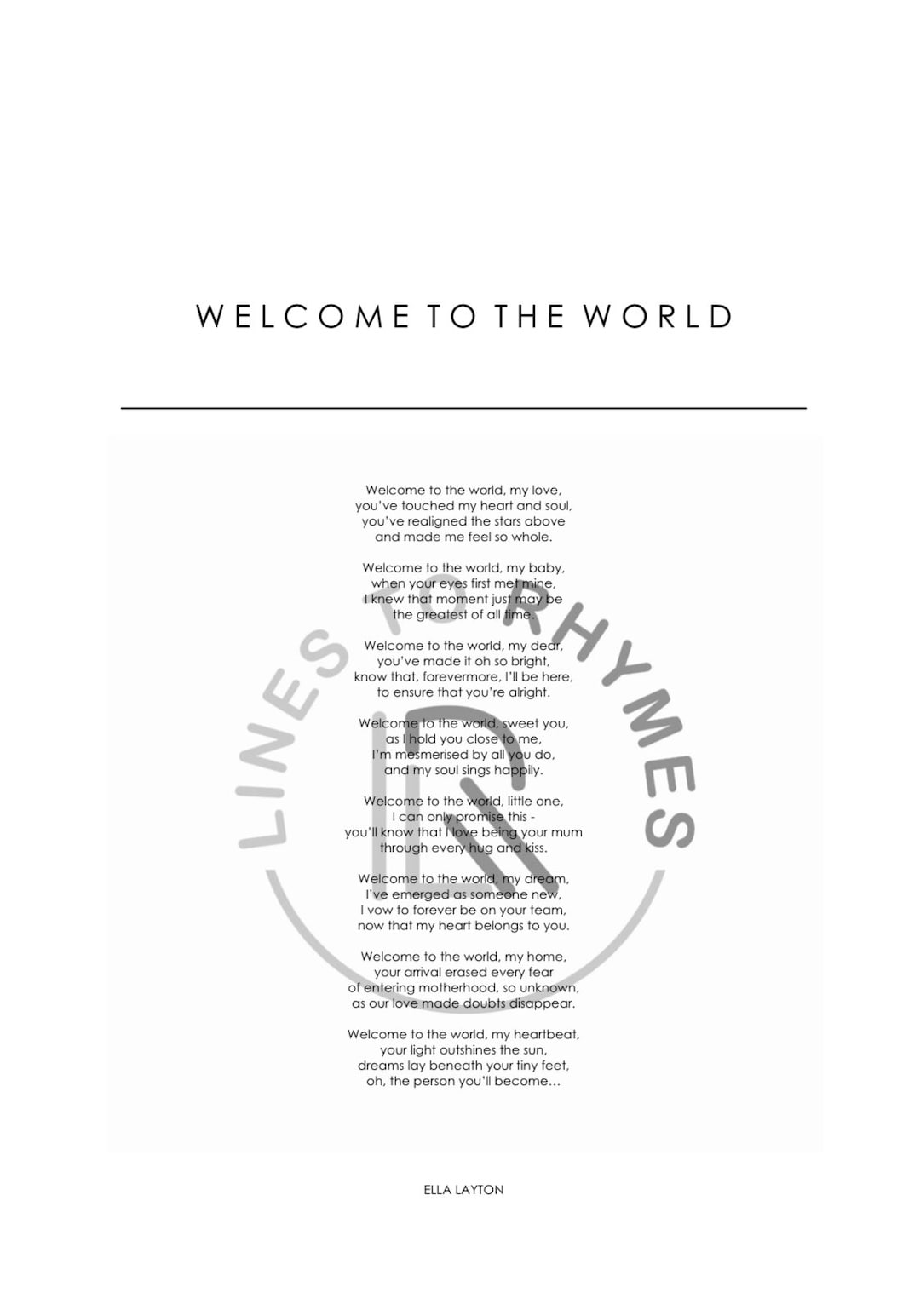 Welcome to the World Poem - Etsy