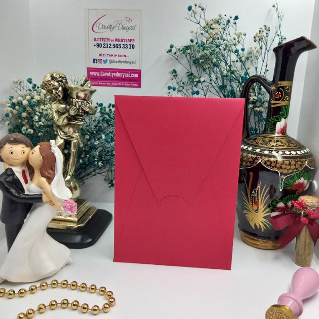 Red Vertical Invitation Envelope – Elegant Design for Weddings ...