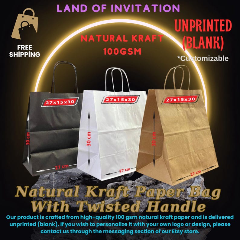 Natural Kraft Paper Bag With Twisted Handle - 100gsm Recyclable, Eco ...
