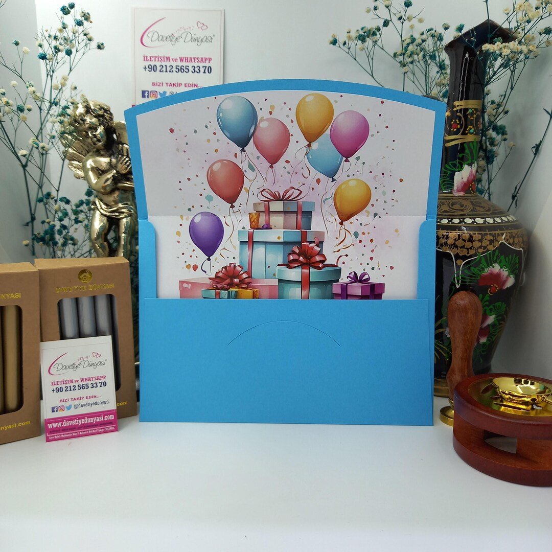 Blue Birthday Party Invitation Envelope, Custom Design Invitation ...