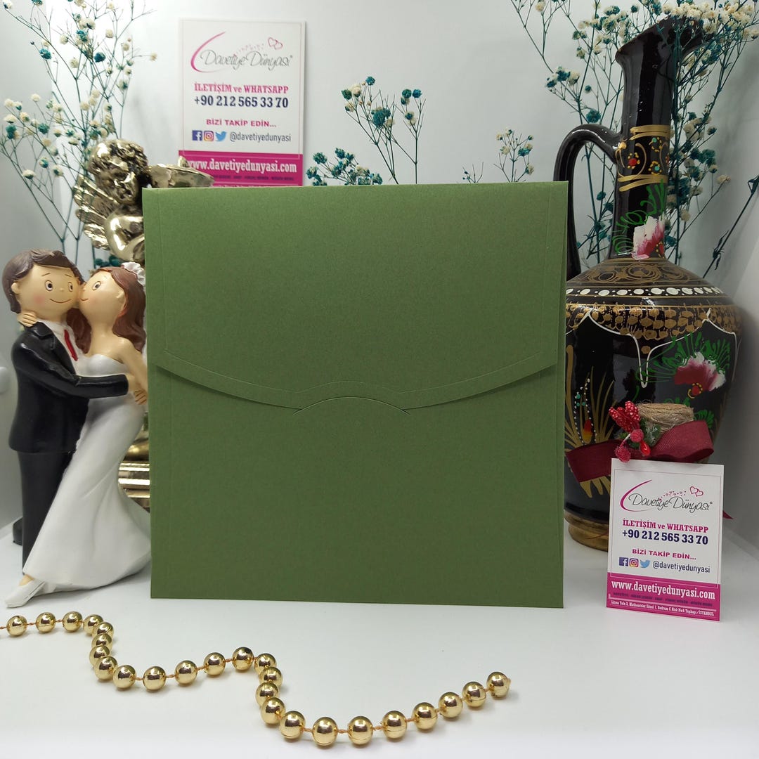 Square Bahia Khaki Invitation Envelope – Customizable With Foil ...