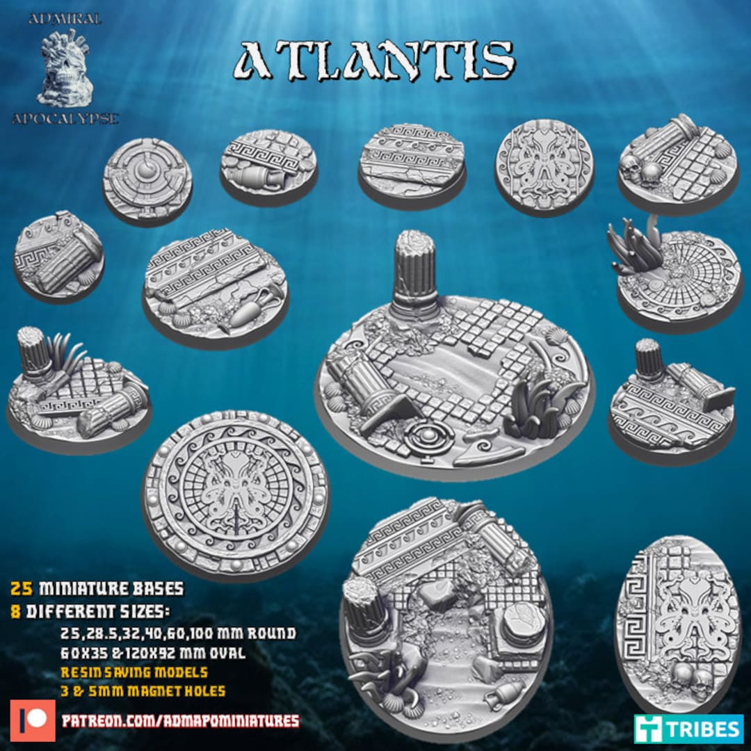 Sunken Atlantis / Underwater Temple Miniature Bases 8K - Etsy