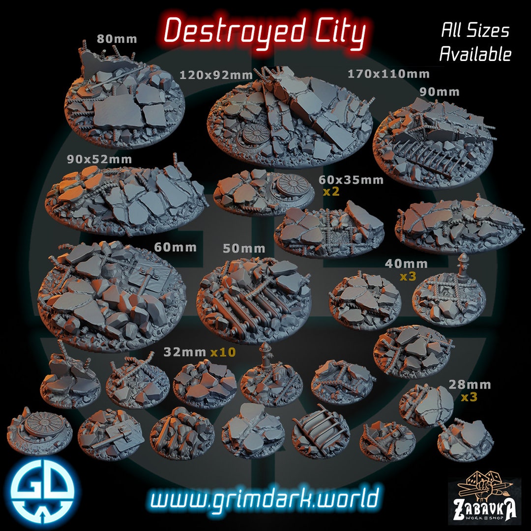 Modern Destroyed City Miniature Bases - 8K Quality! All Sizes, Official ...