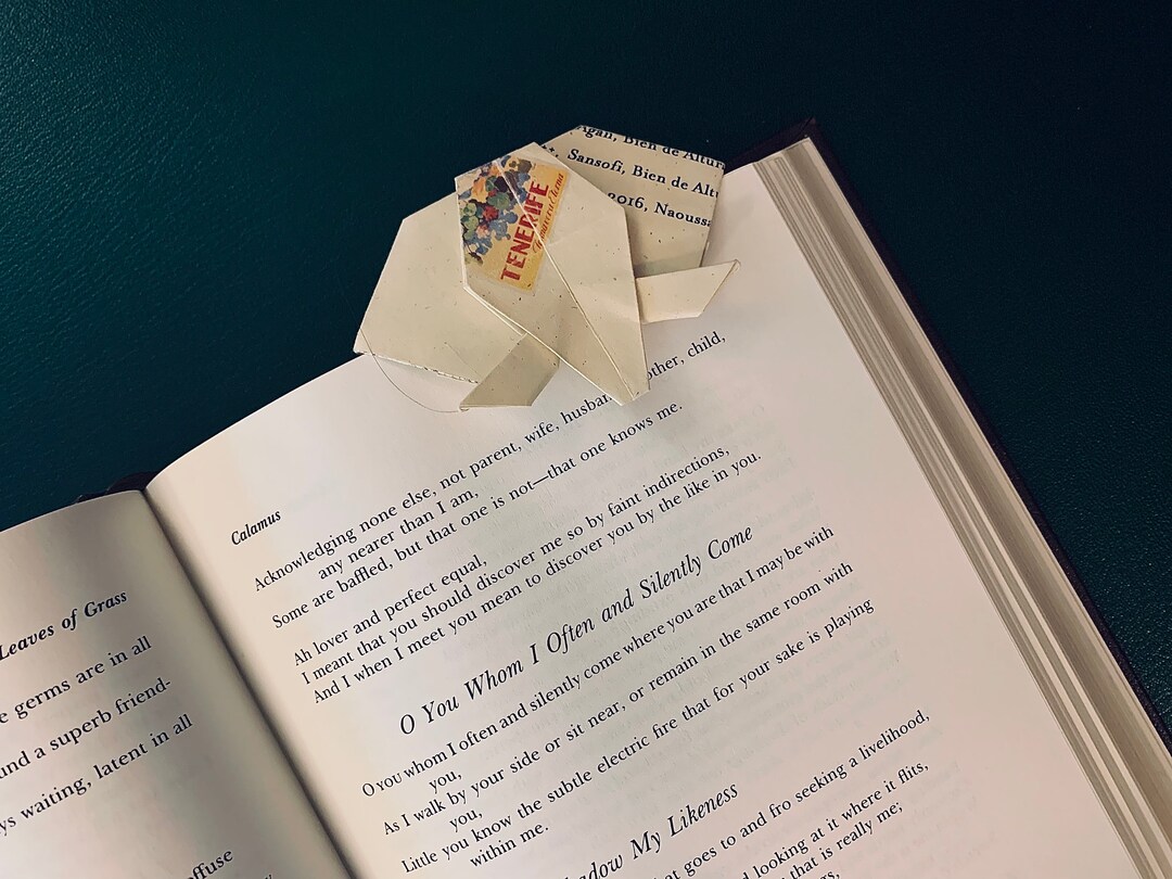 Handmade Origami Elephant Bookmark Made From Upcycled Restaurant Wine ...