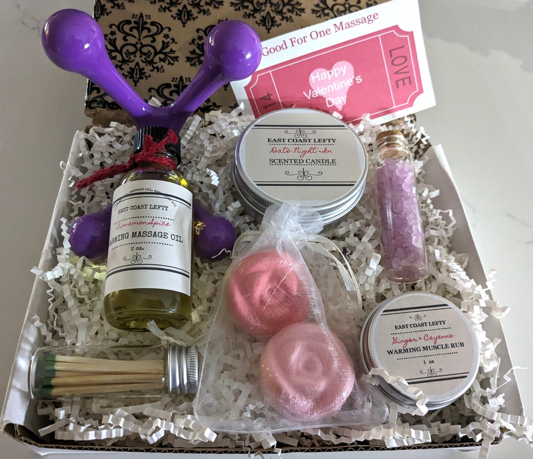 Valentine Spa Gift for Two With Massage Tool, Muscle Rub, Massage Oil ...