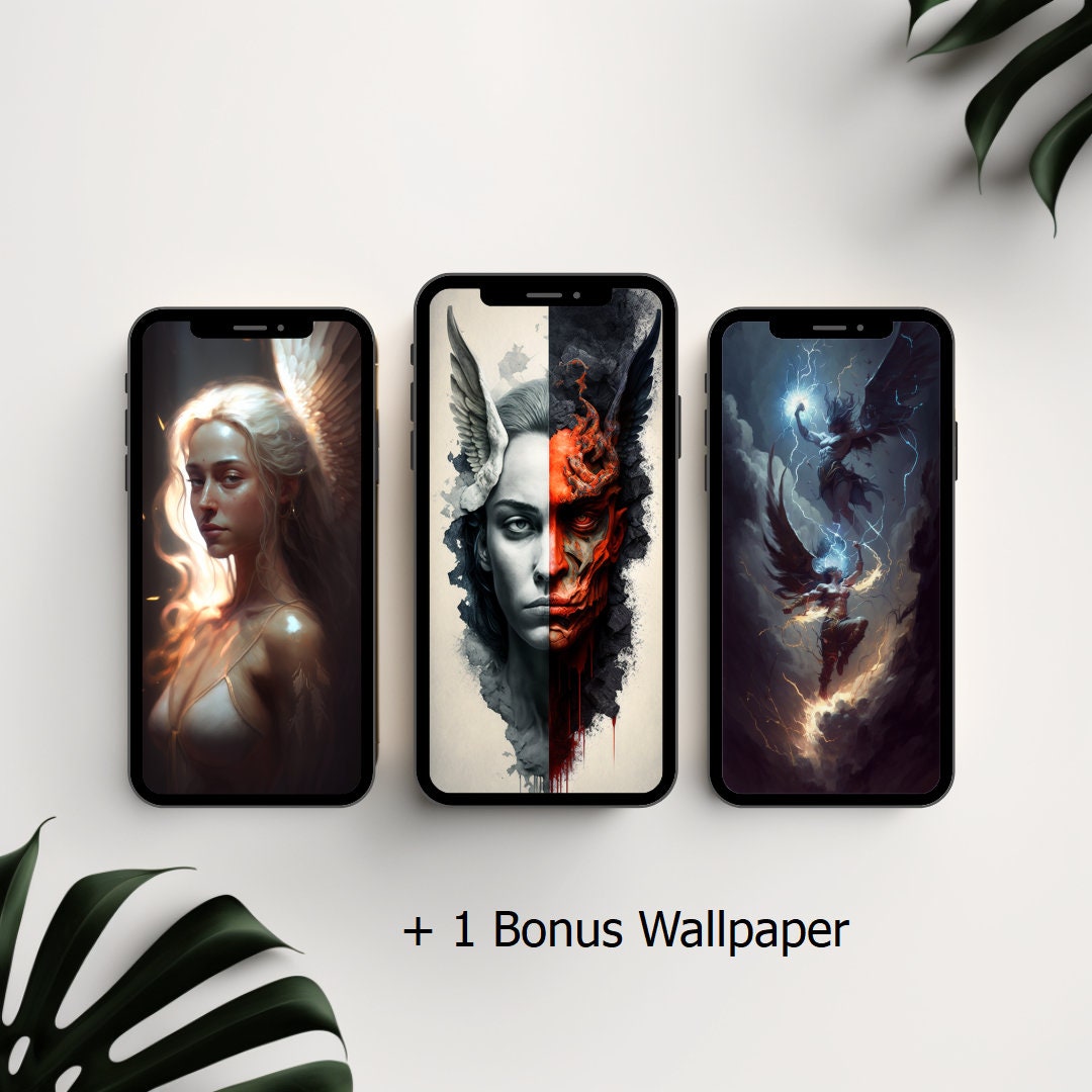Angel and Devil Phone Wallpapers Bundle 31 iPhone Lock - Etsy