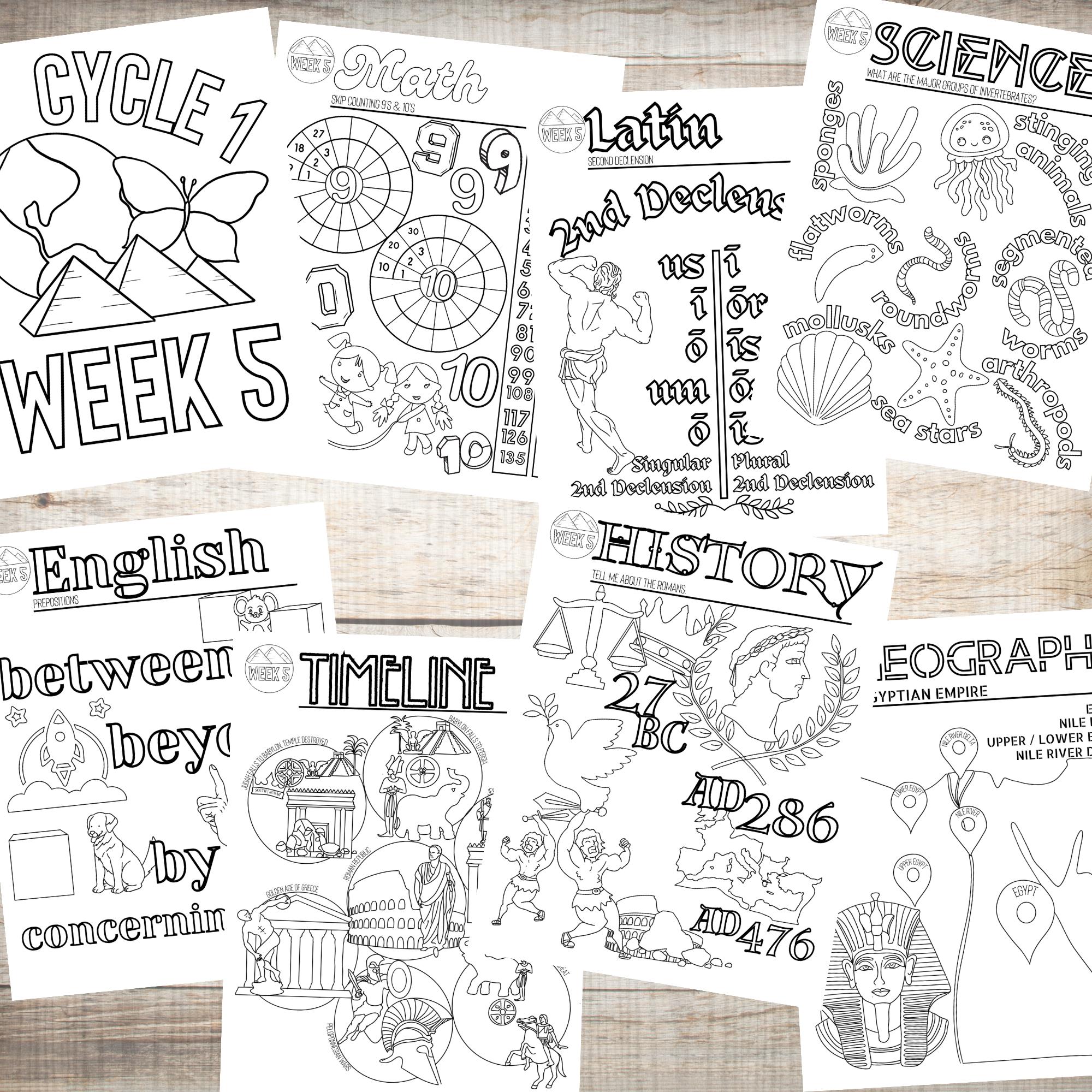 Cycle 1 Memory Work Coloring Pages | Homeschool Printable Pack for ...
