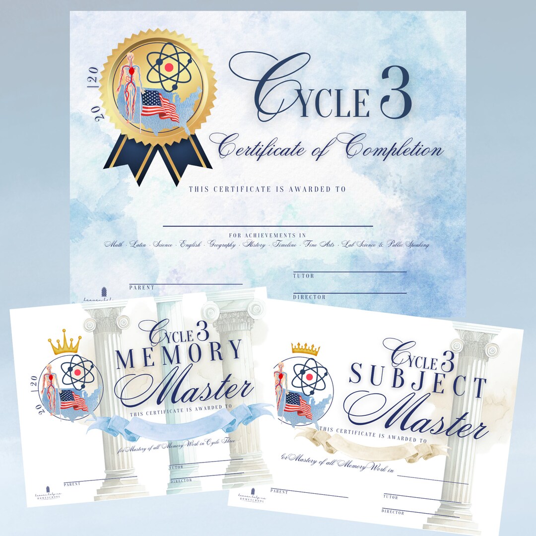 Cycle 3 Certificate of Completion Memory Master Award Homeschool ...