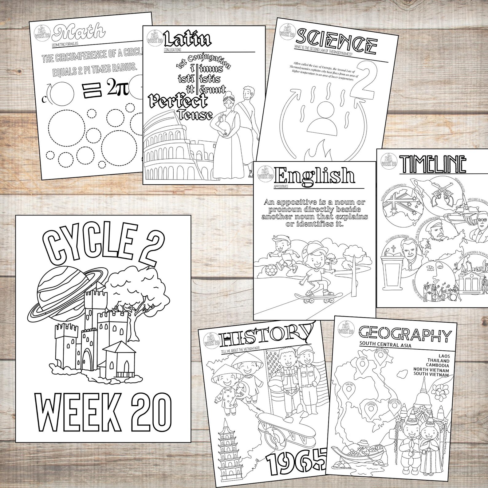 Cycle 2 Memory Work Coloring Pages | Homeschool Printable Pack for ...