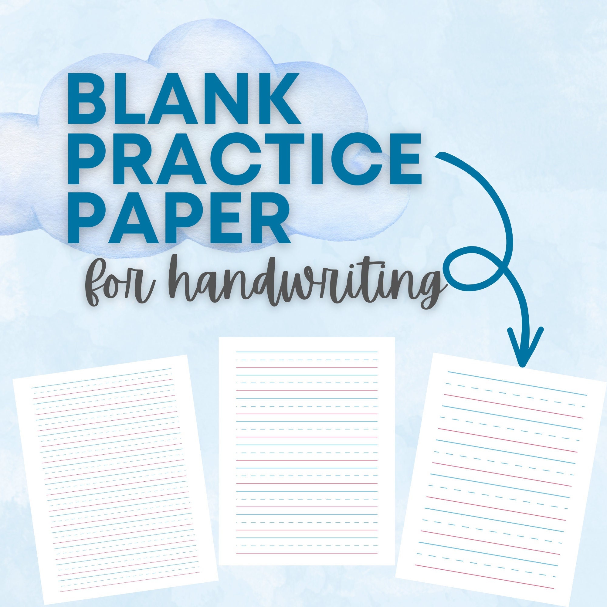 Blank Practice Paper for Handwriting, Blank Handwriting, Handwriting ...
