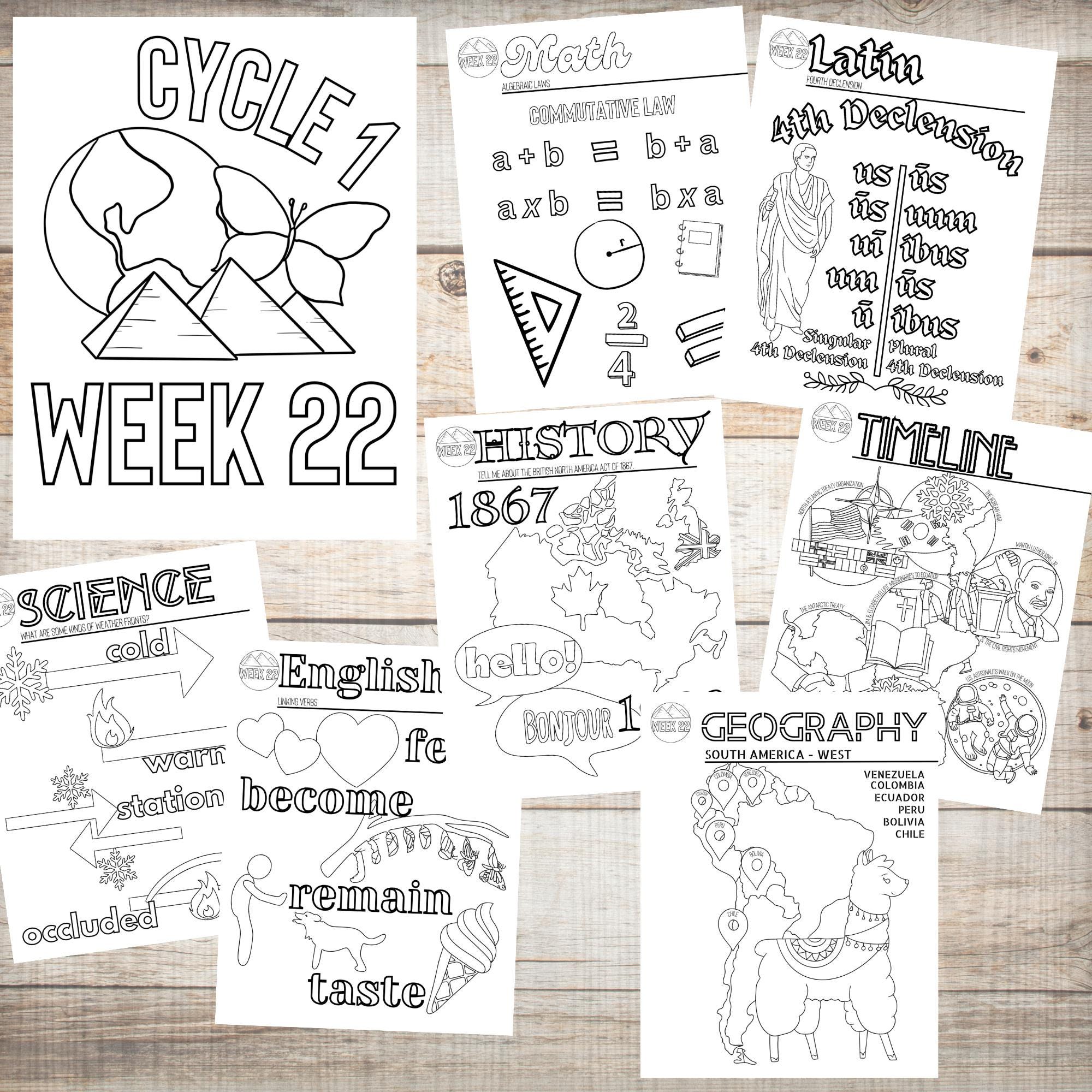 Cycle 1 Memory Work Coloring Pages | Homeschool Printable Pack for ...