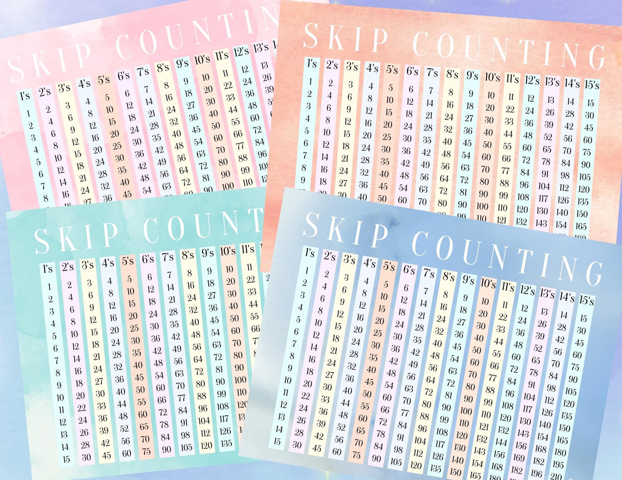 Watercolor Skip Counting Chart: Classical Conversations Math (digital ...