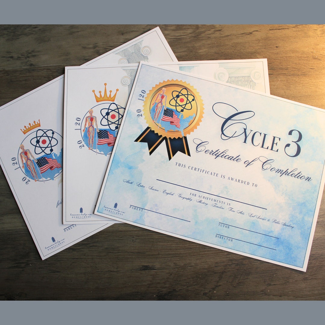 Cycle 3 Certificates Complete Set of 3 Certificate of Completion Memory ...