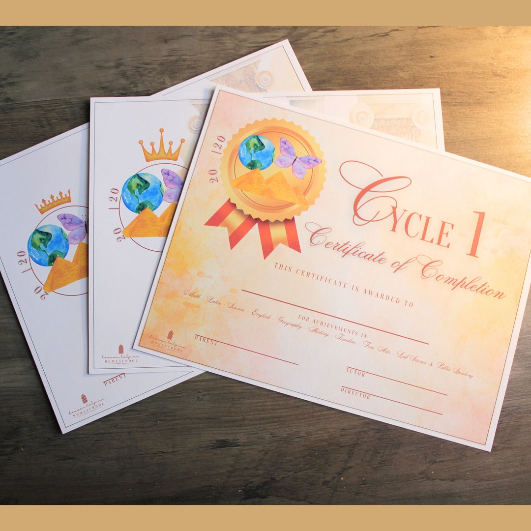 Cycle 1 Certificate of Completion Memory Master Award Homeschool ...