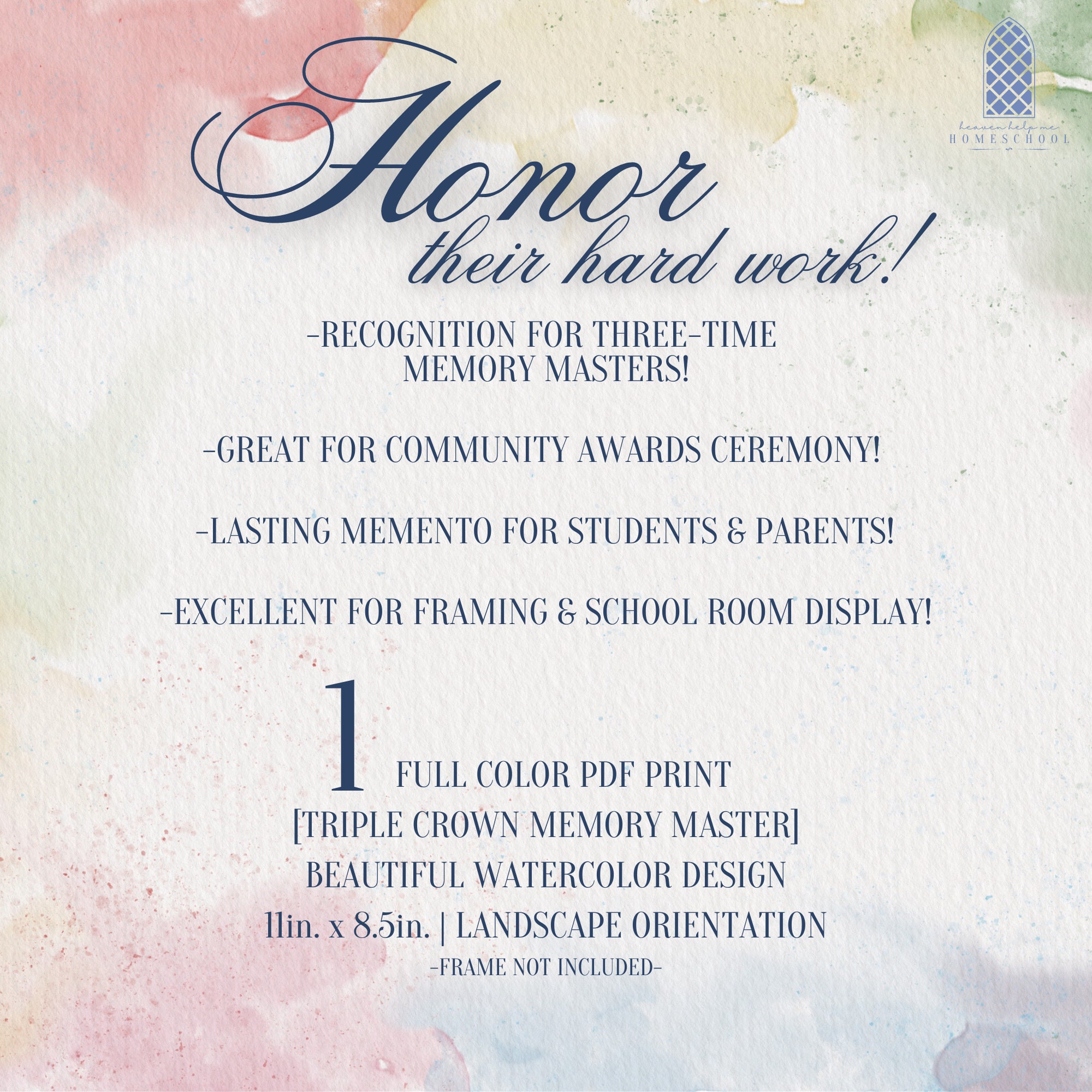 Triple Crown Memory Master Certificate of Completion Award Homeschool ...