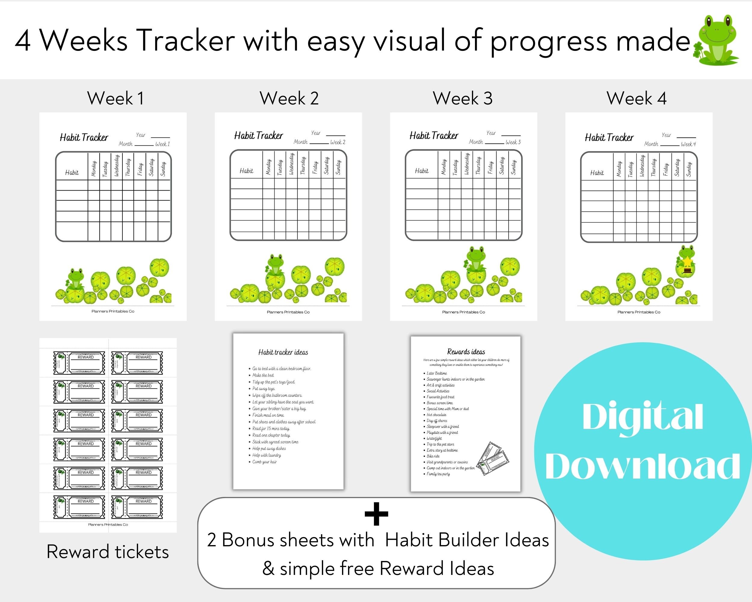 Kids Habit Tracker Printable , Fun Routine Checker, Frog, Daily Weekly ...