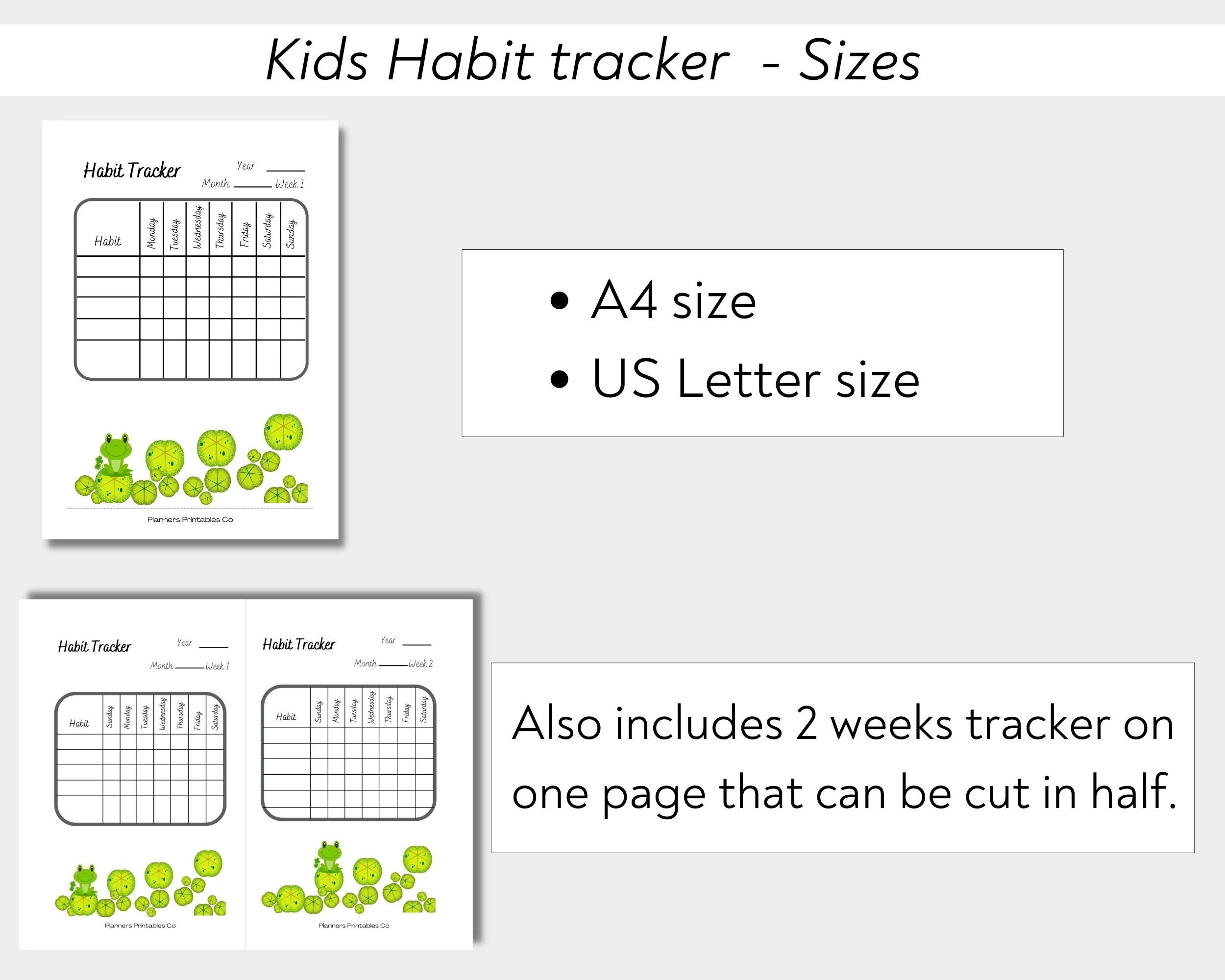Kids Habit Tracker Printable , Fun Routine Checker, Frog, Daily Weekly ...