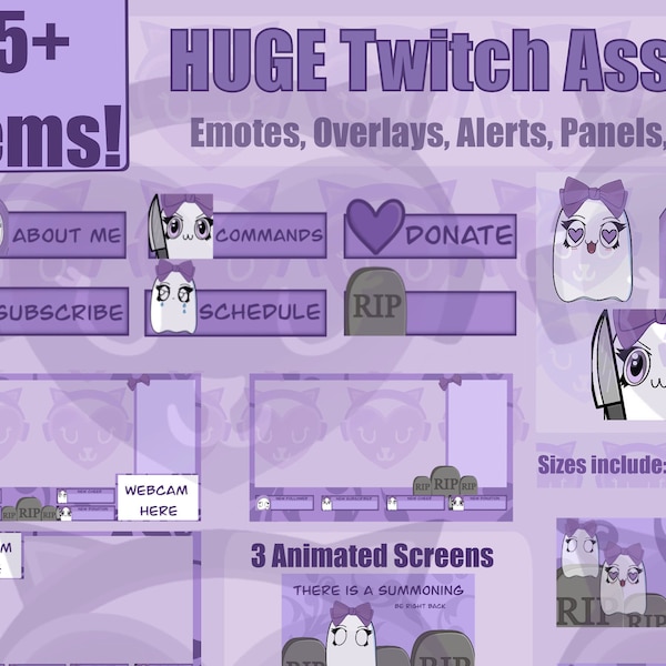 Spooky Cute Ghost Streaming Overlays 24 Item Bundle for Streamer Twitch ...