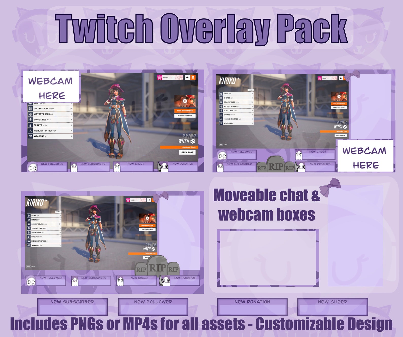 Spooky Cute Ghost Streaming Overlays 24 Item Bundle for - Etsy