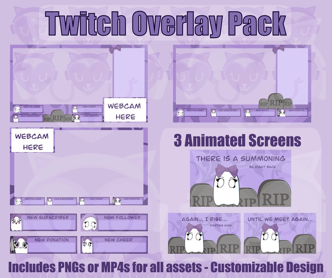 Spooky Cute Ghost Streaming Overlays | 24 Item Bundle for Streamer ...