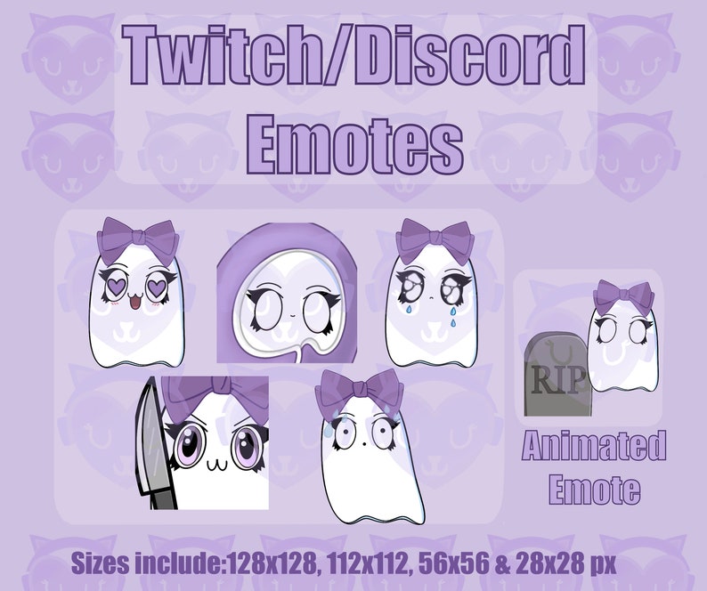 Cute Ghost (6) Emotes (1) Animated | Twitch Discord Youtube Emote Pack ...