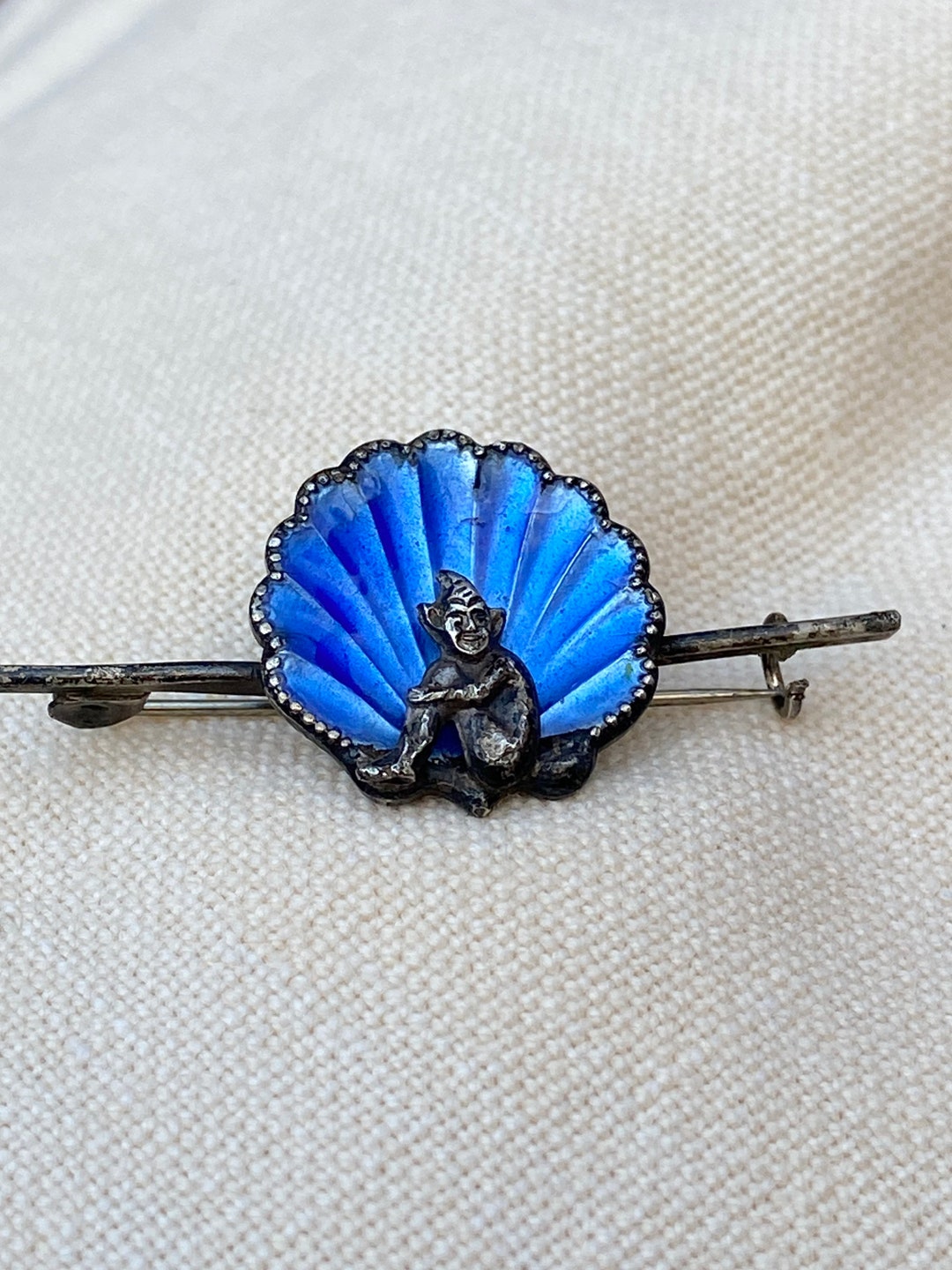 Antique 1920s Blue Enamel Cornish Pixie Brooch - Etsy
