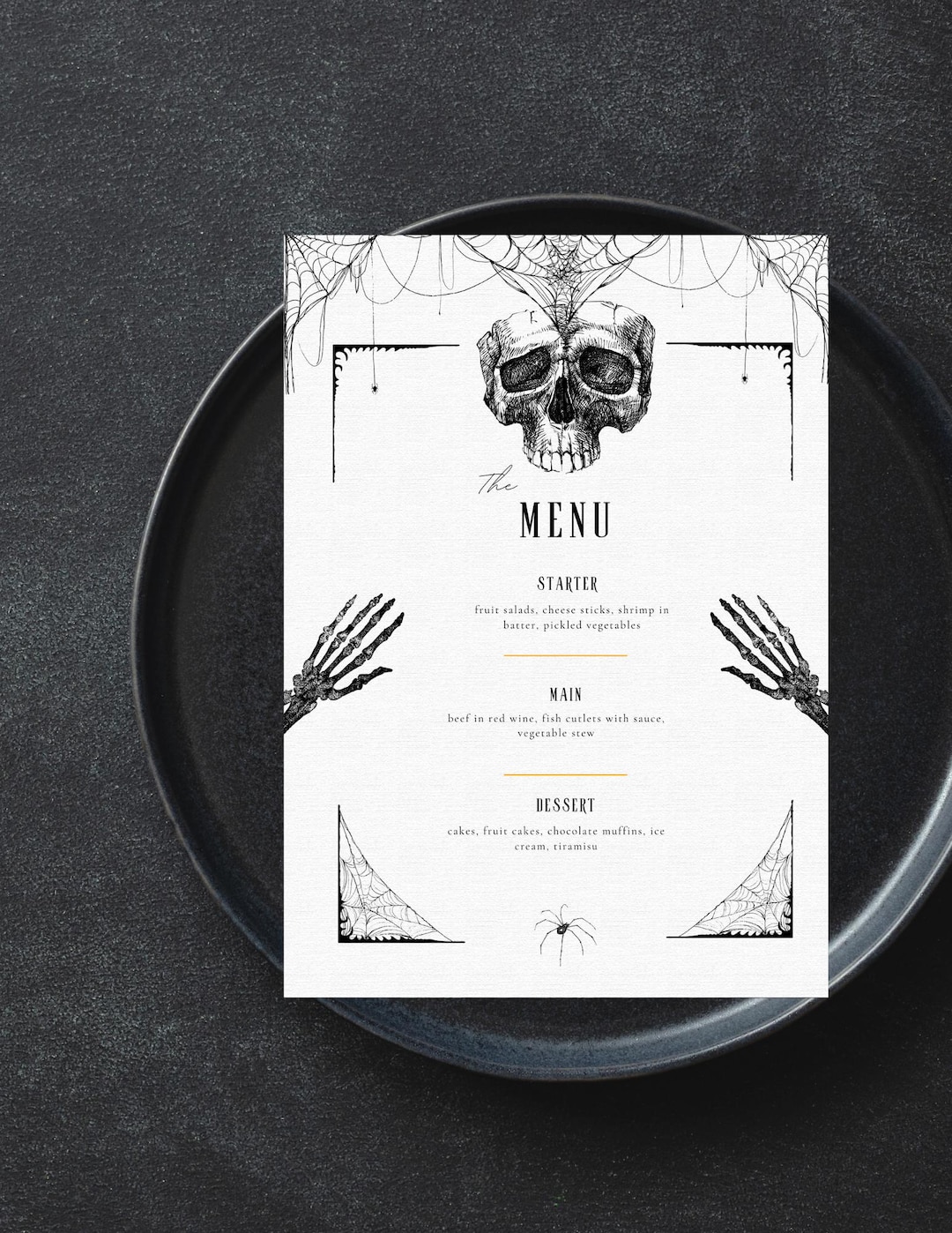 Halloween Printable, Menu Template, Halloween Dinner Menu, Skeleton ...