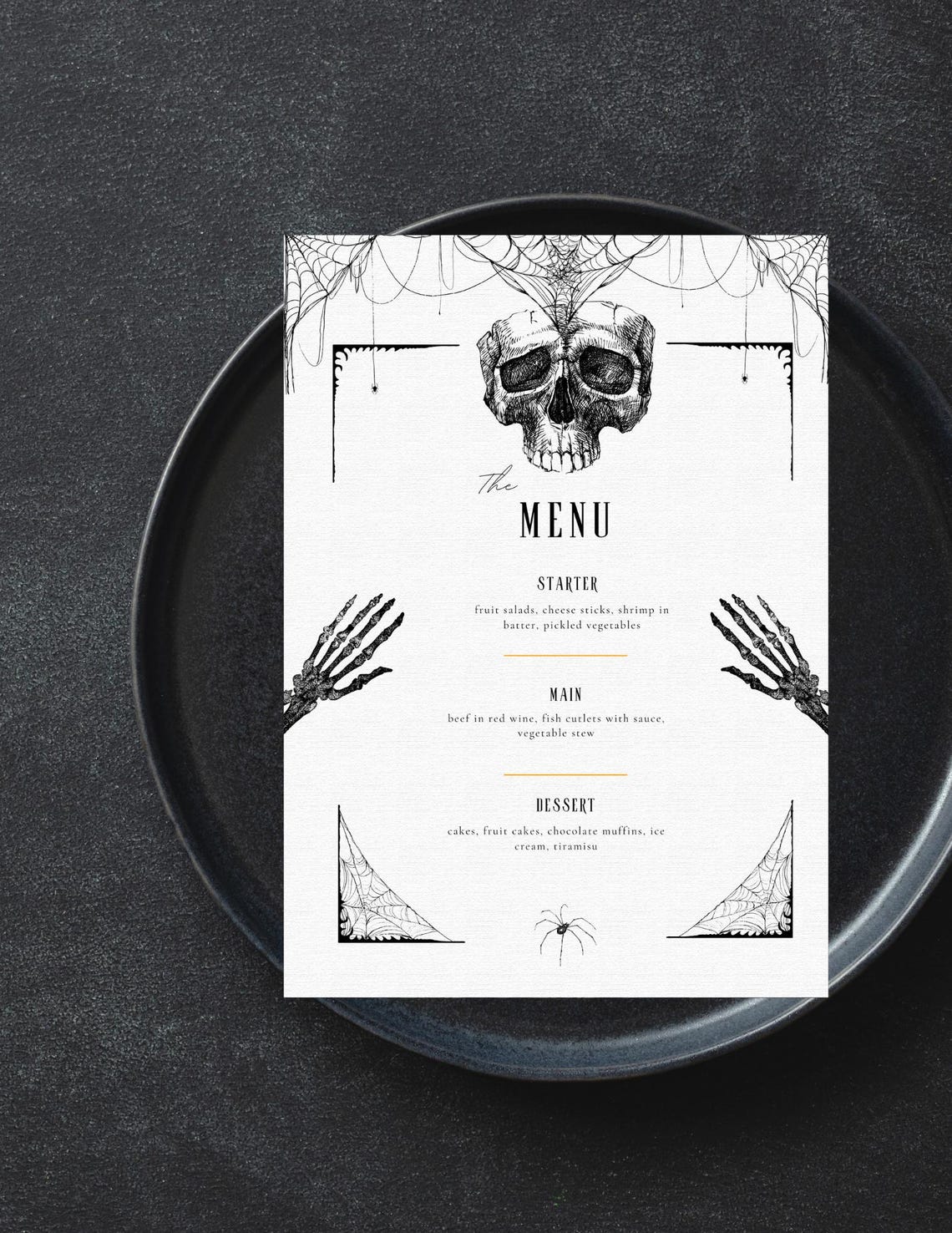 Halloween Printable, Menu Template, Halloween Dinner Menu, Skeleton ...