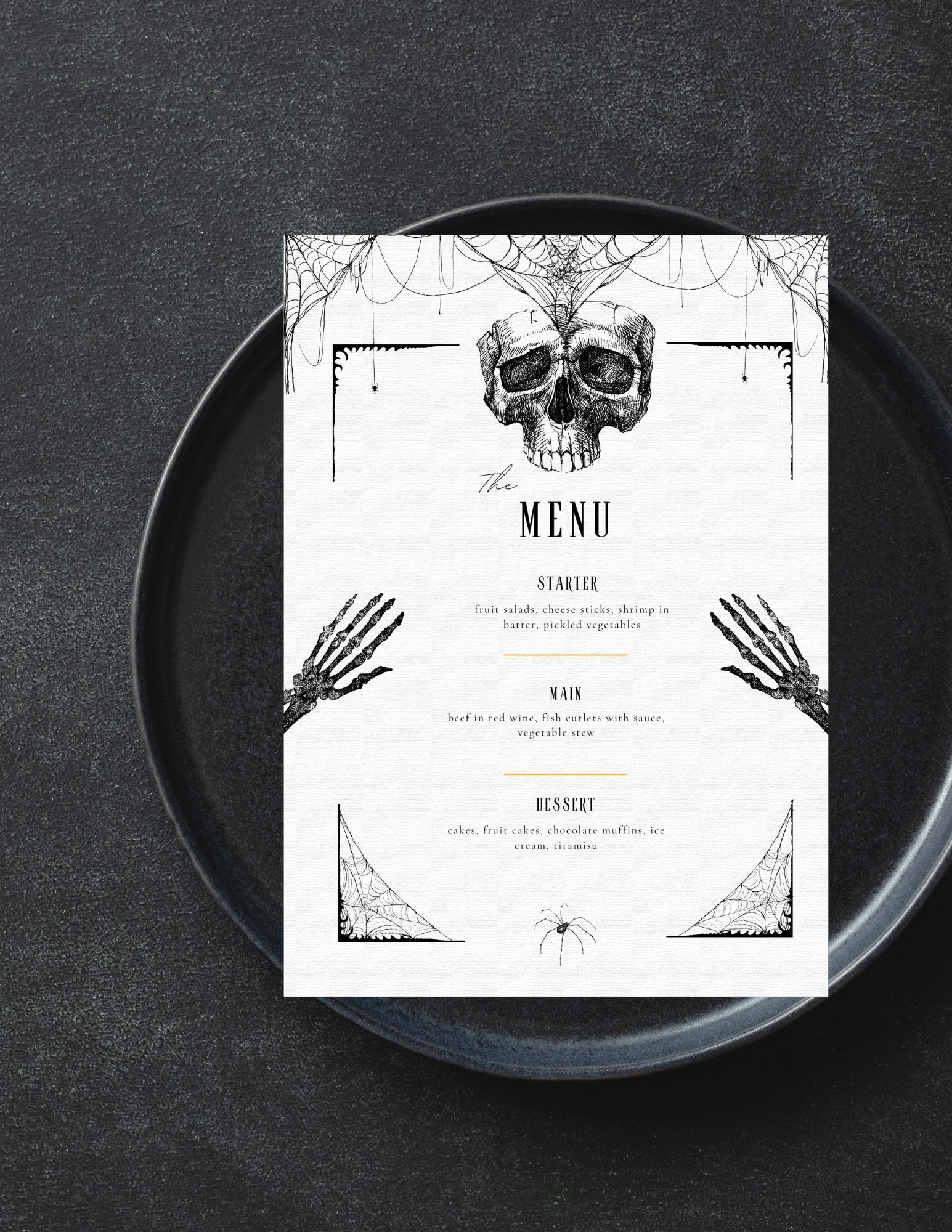 Menu Template Spooky Customizable Menu for Halloween Parties Canva Menu ...