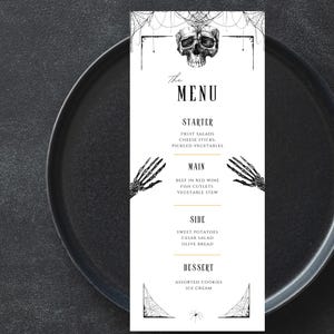 Halloween Printable, Menu Template, Halloween Dinner Menu, Skeleton ...
