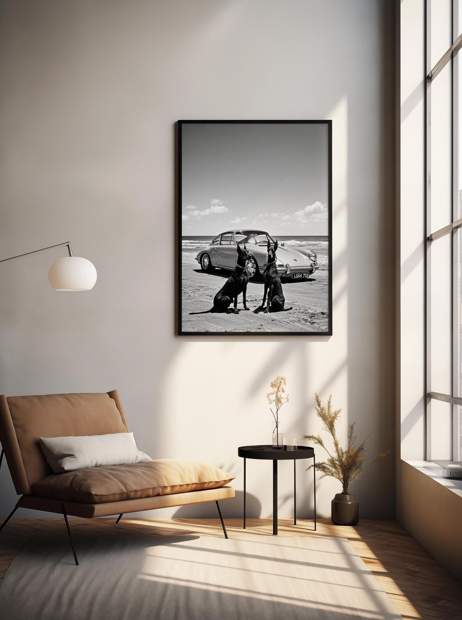 Porsche 911 Black & White Print,classic Car Digital Download | Doberman ...