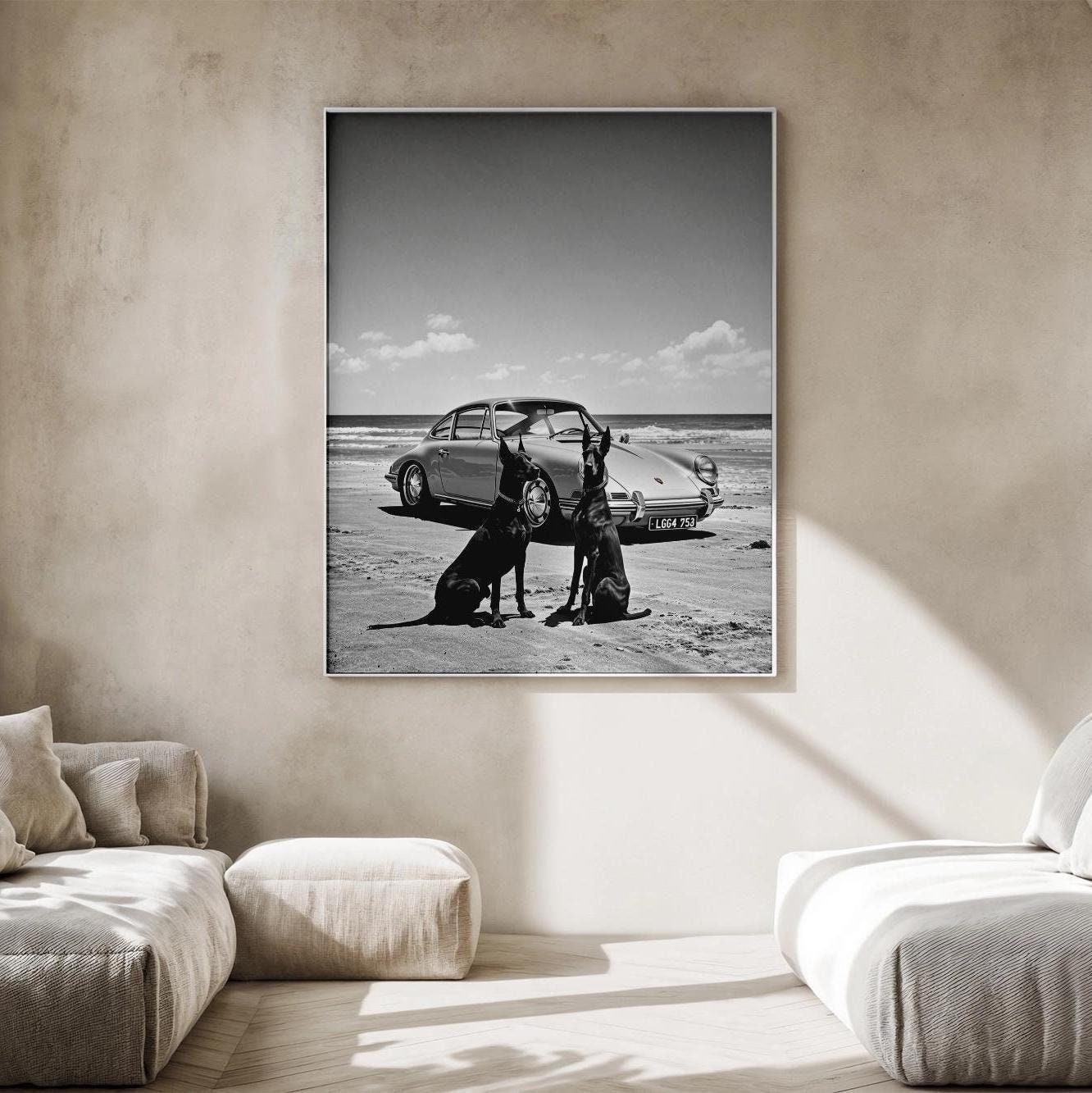 Porsche 911 Black & White Print,classic Car Digital Download | Doberman ...