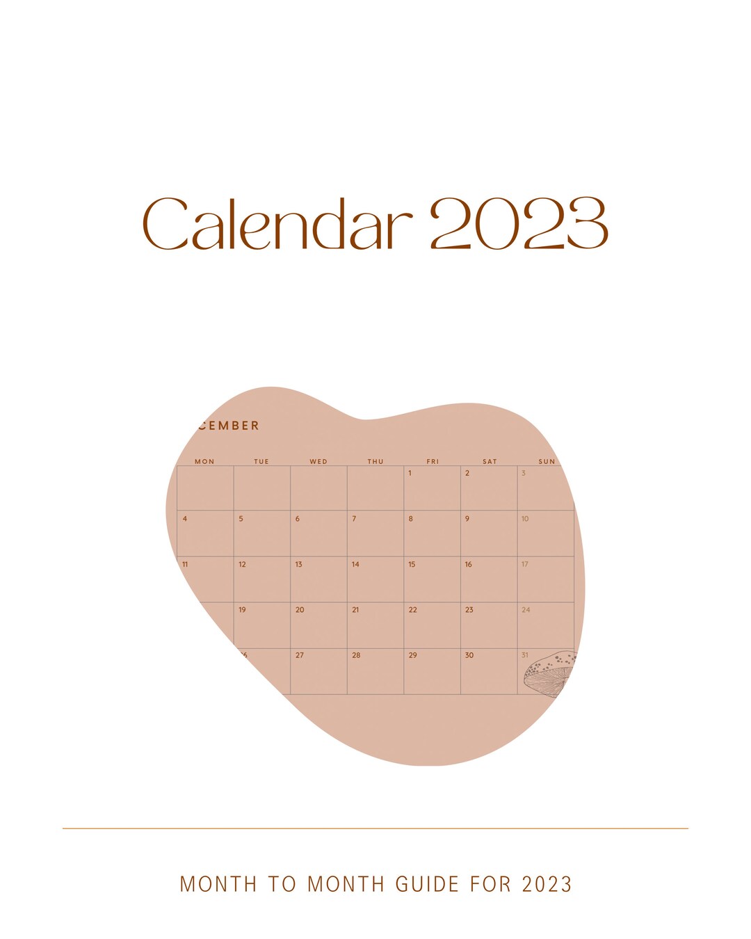 2023 Calendar Printable 2023 Monthly Planner Bohemian Calendar ...