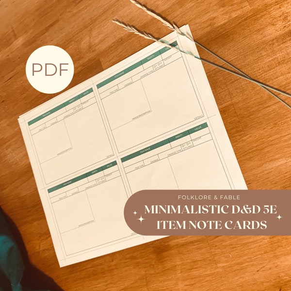 Printable Item Cards for Rpg Games - Etsy