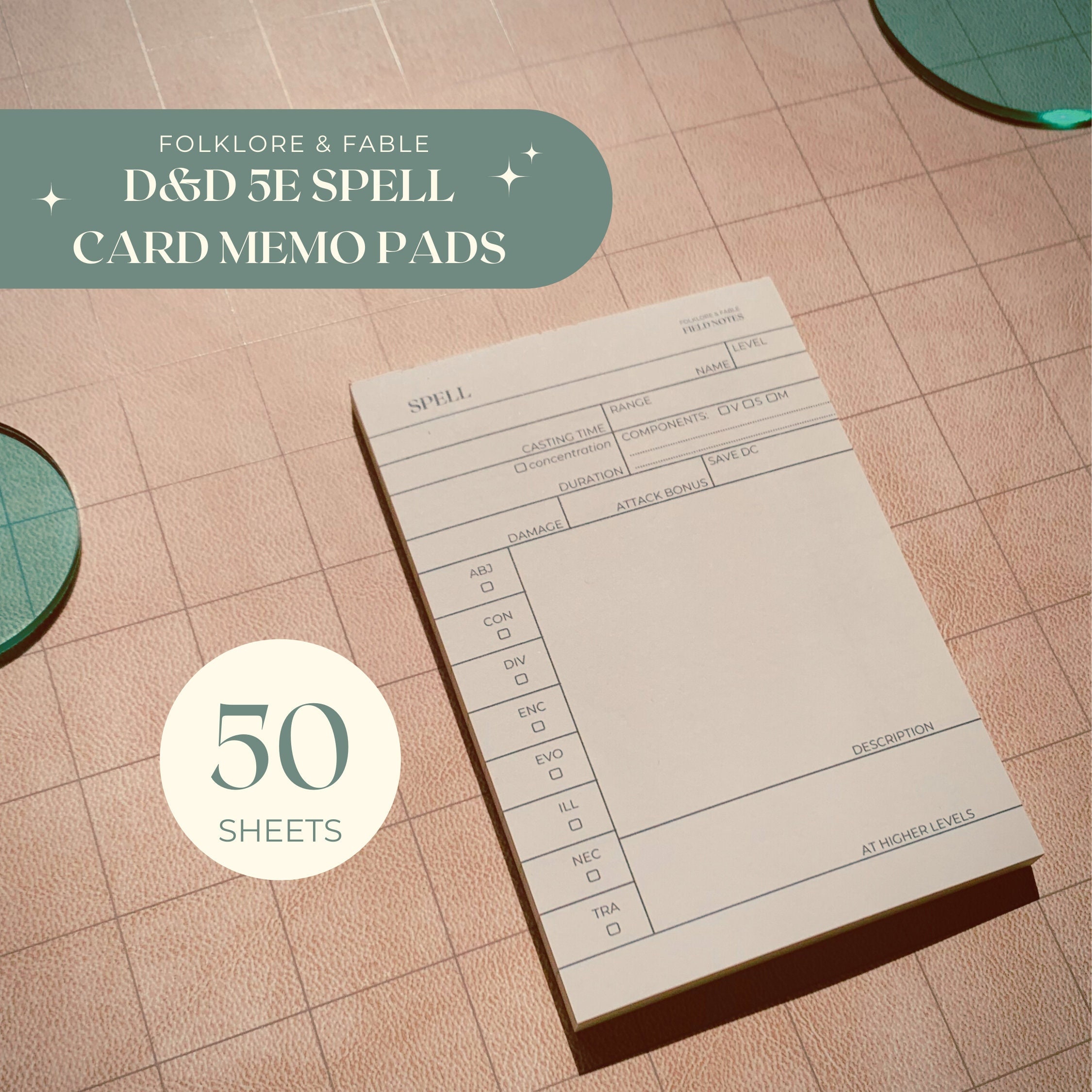 D&D Spell Card Memo Pads Dnd Player Notepads Dungeons and - Etsy