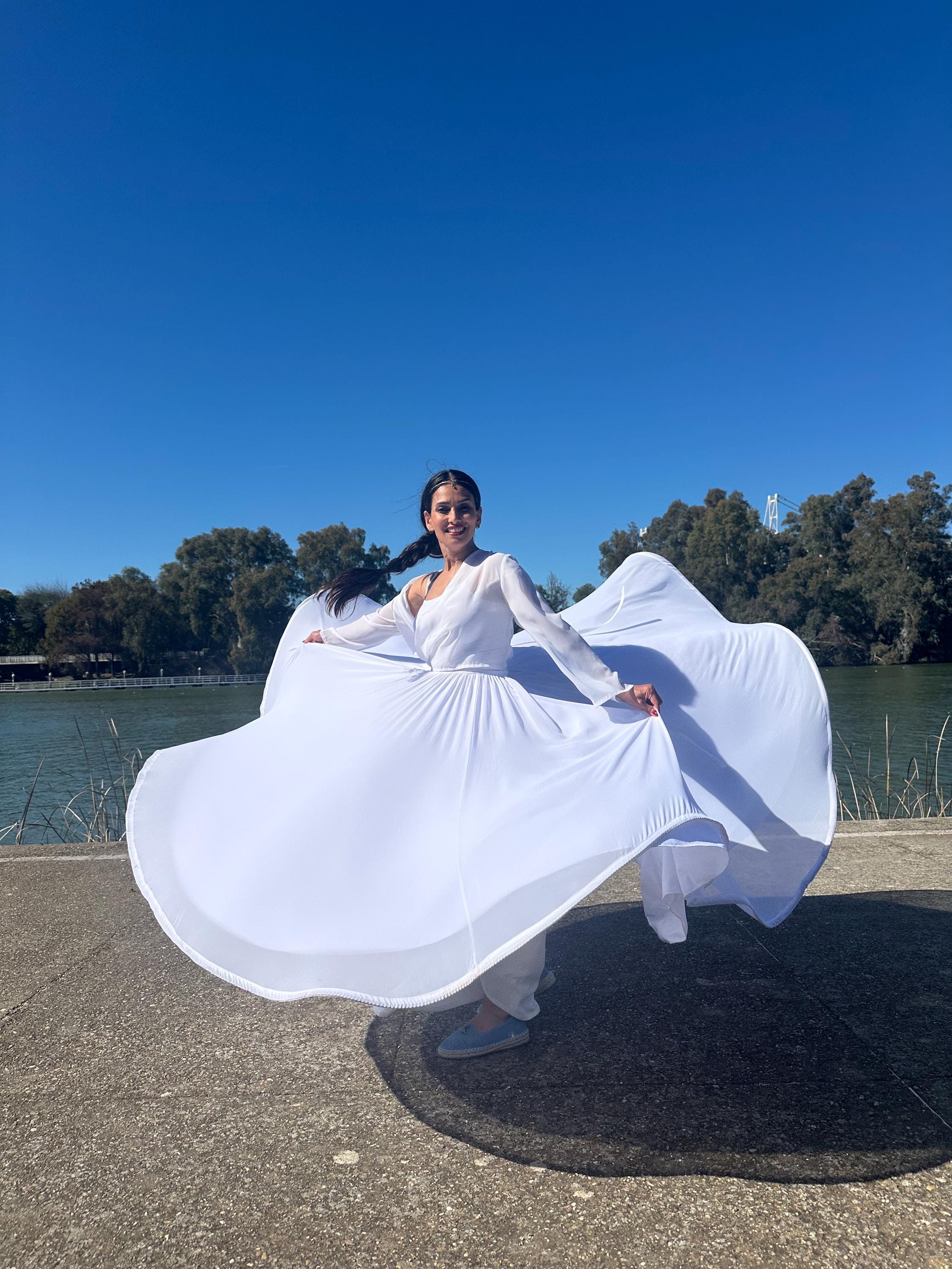 Lily Dance Skirt in White, White Lily Skirt, Skirt for Sufi Dance and ...