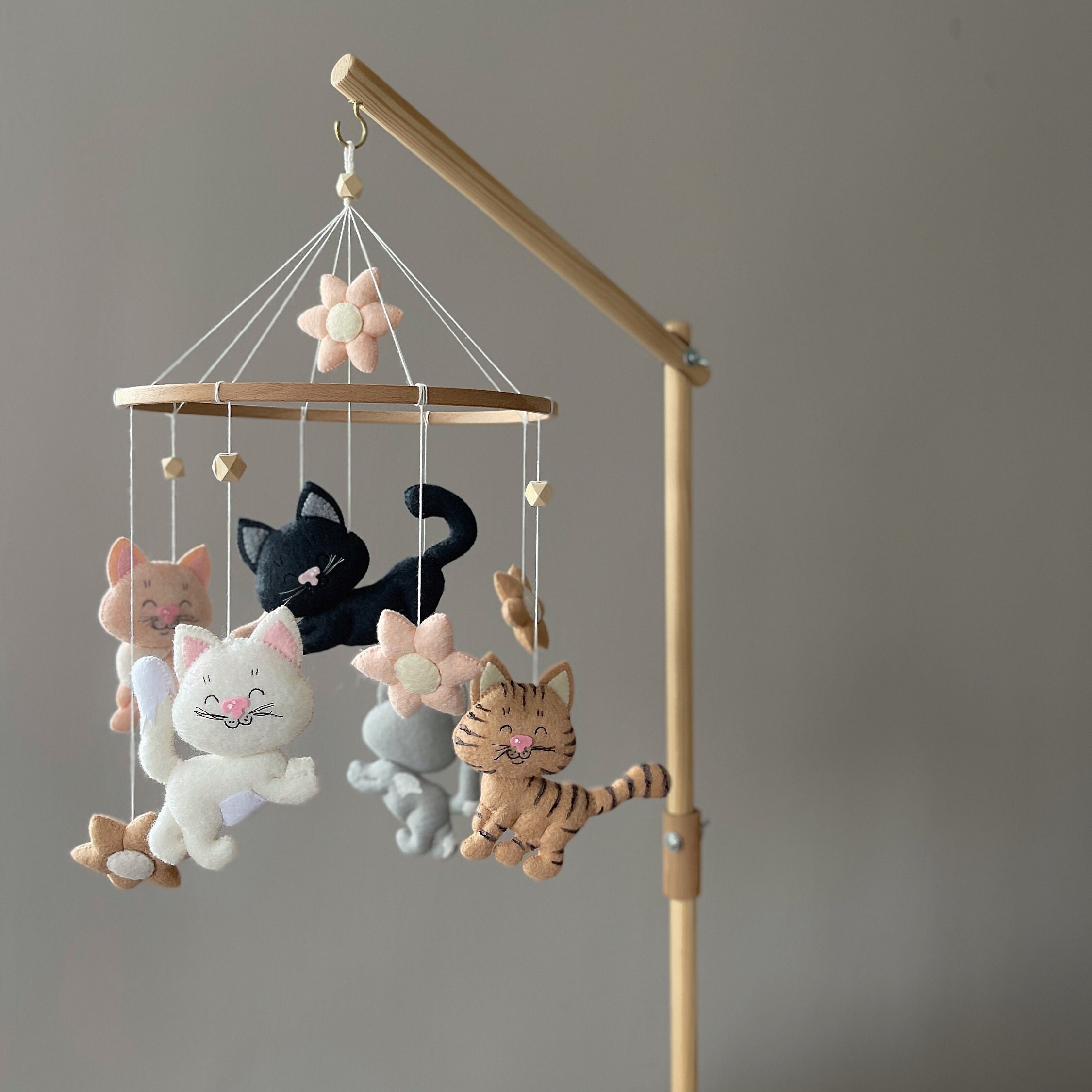 Felt Cat Baby Mobile Nursery Decor Gift for Cat Lovers Gift for Mom ...