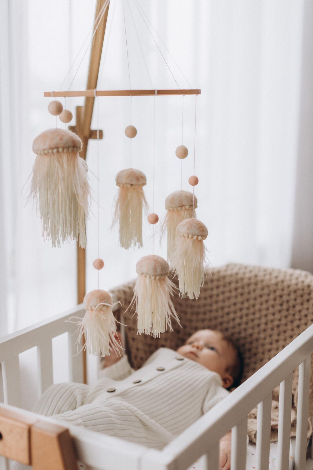 Cute Jellyfish Crib Mobile. Ocean-themed Baby Mobile Girl. Custom ...
