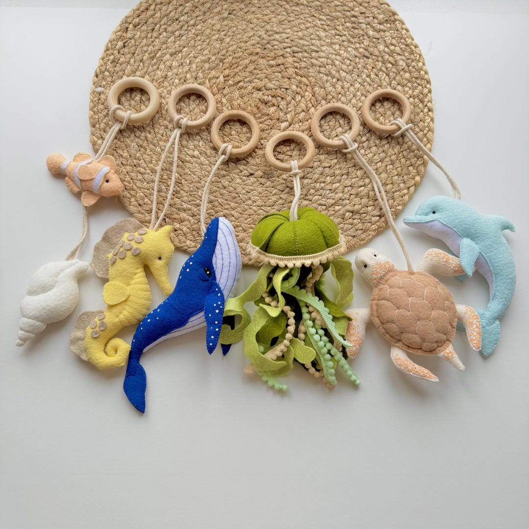 Baby Gym Ocean Play Set| Montessori Toddler Toys| Felt Hanging Rattle ...