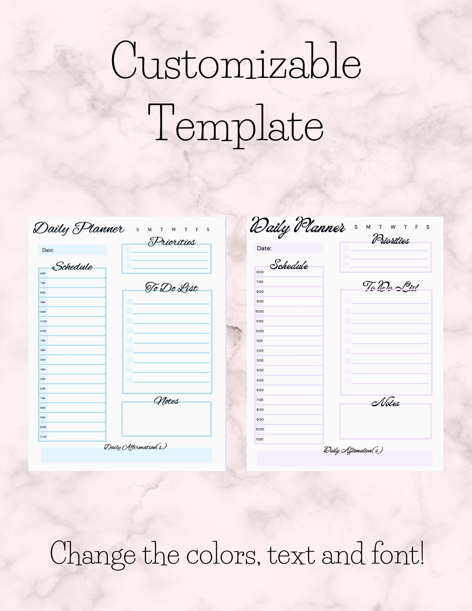 Editable Daily Planner Template | Canva Editable and Printable Template ...