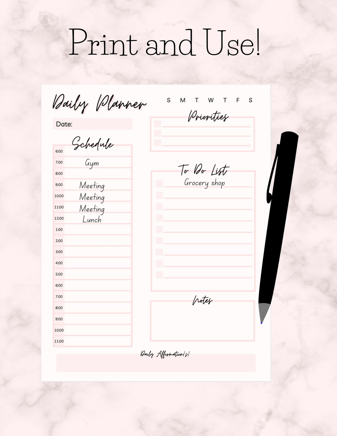 Editable Daily Planner Template | Canva Editable and Printable Template ...