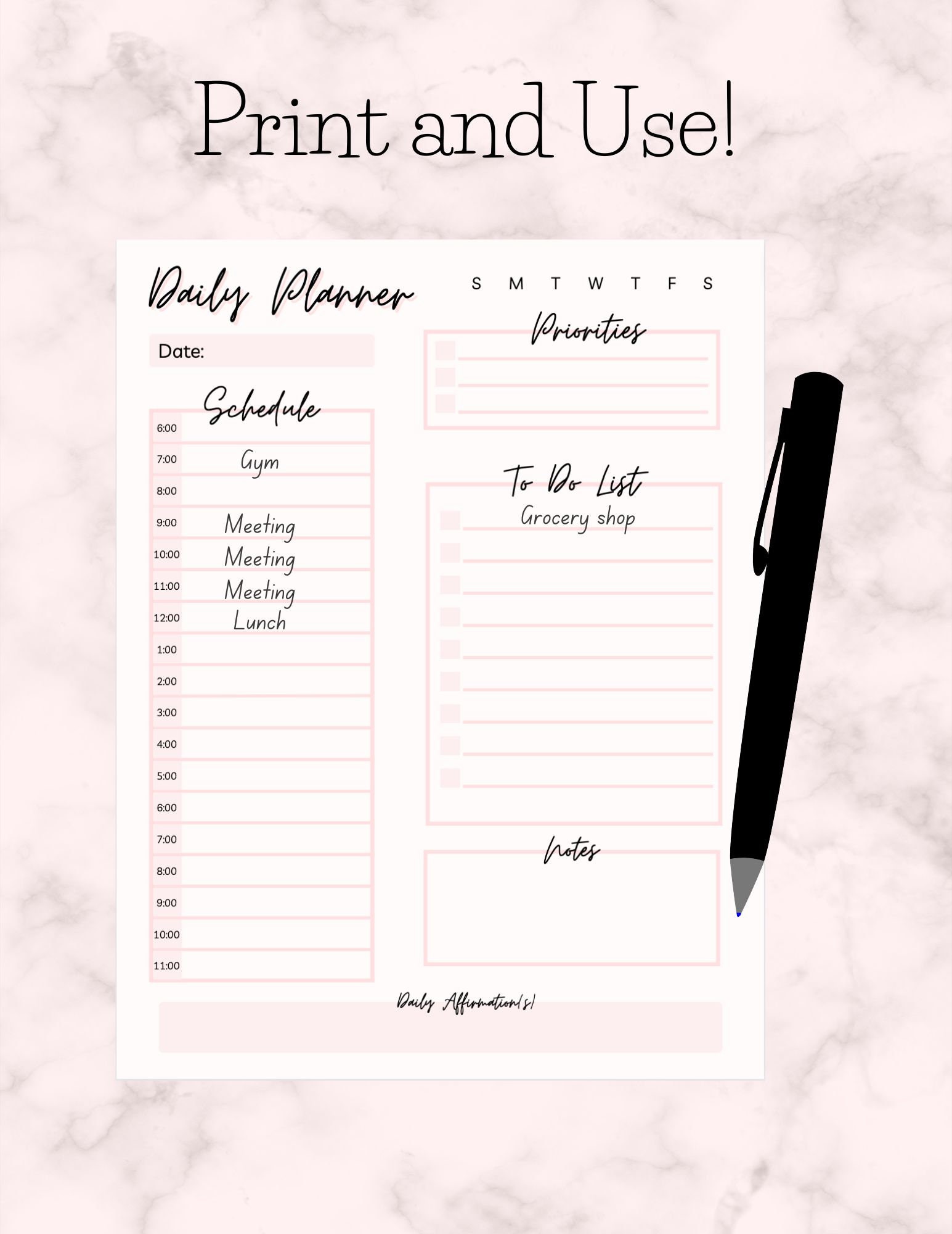 Editable Daily Planner Template | Canva Editable and Printable Template ...