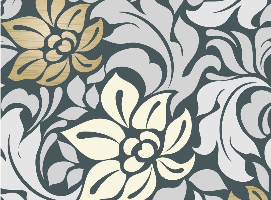 Whimsy Baroque Wallpaper Floral Pattern Wallpaper - Etsy