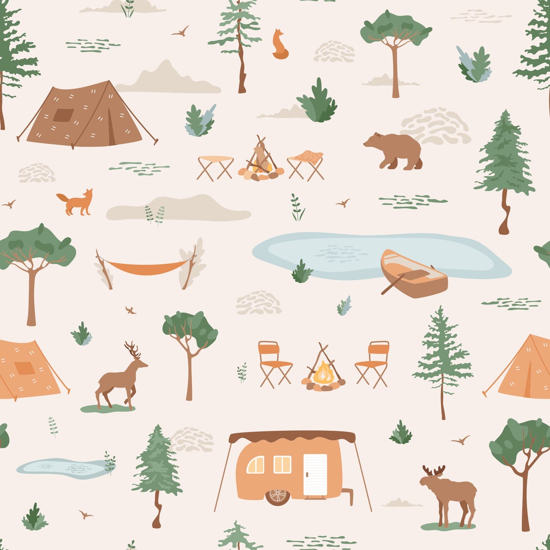 Camp Life Modern Wallpaper Camp Wallpaper Peel and Stick - Etsy