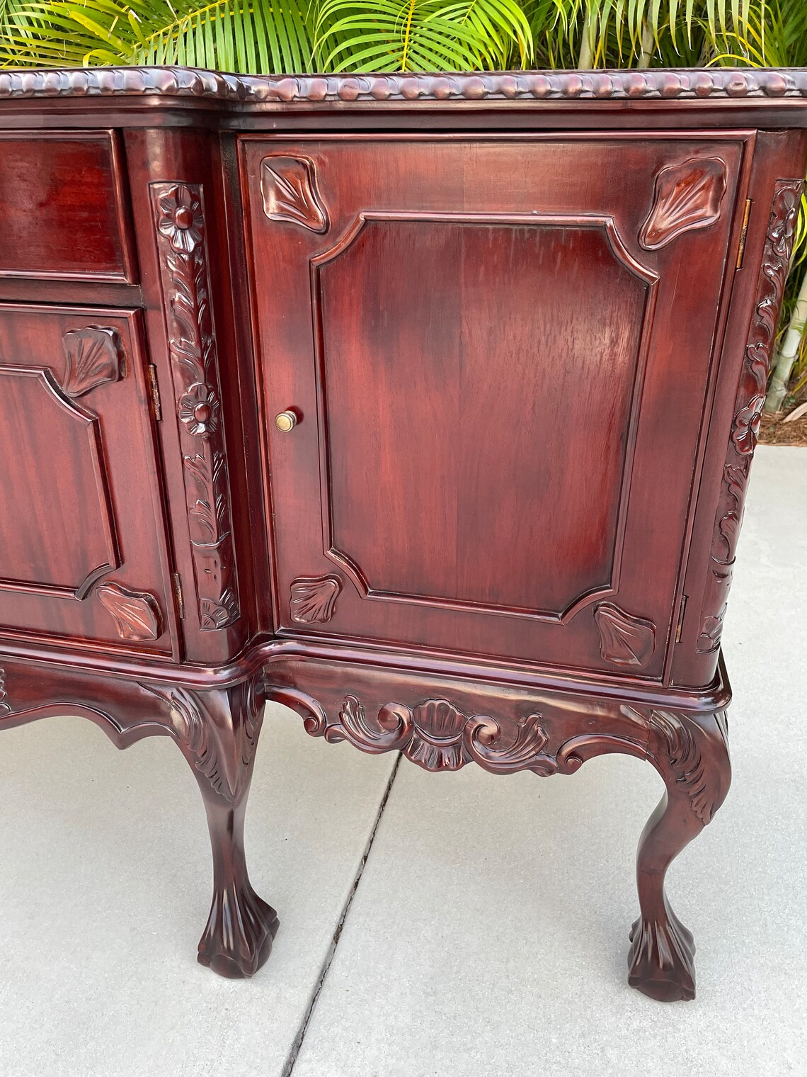 Vintage Solid Large Chippendale Sideboard Server Buffet With Claw Ball ...