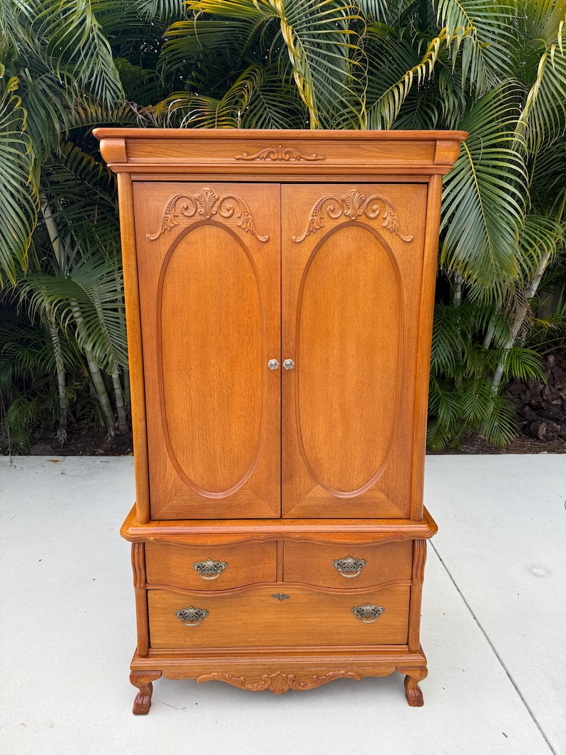 Lexington Victorian Style Oak Wardrobe/ Armoire/entertainment Center - Etsy