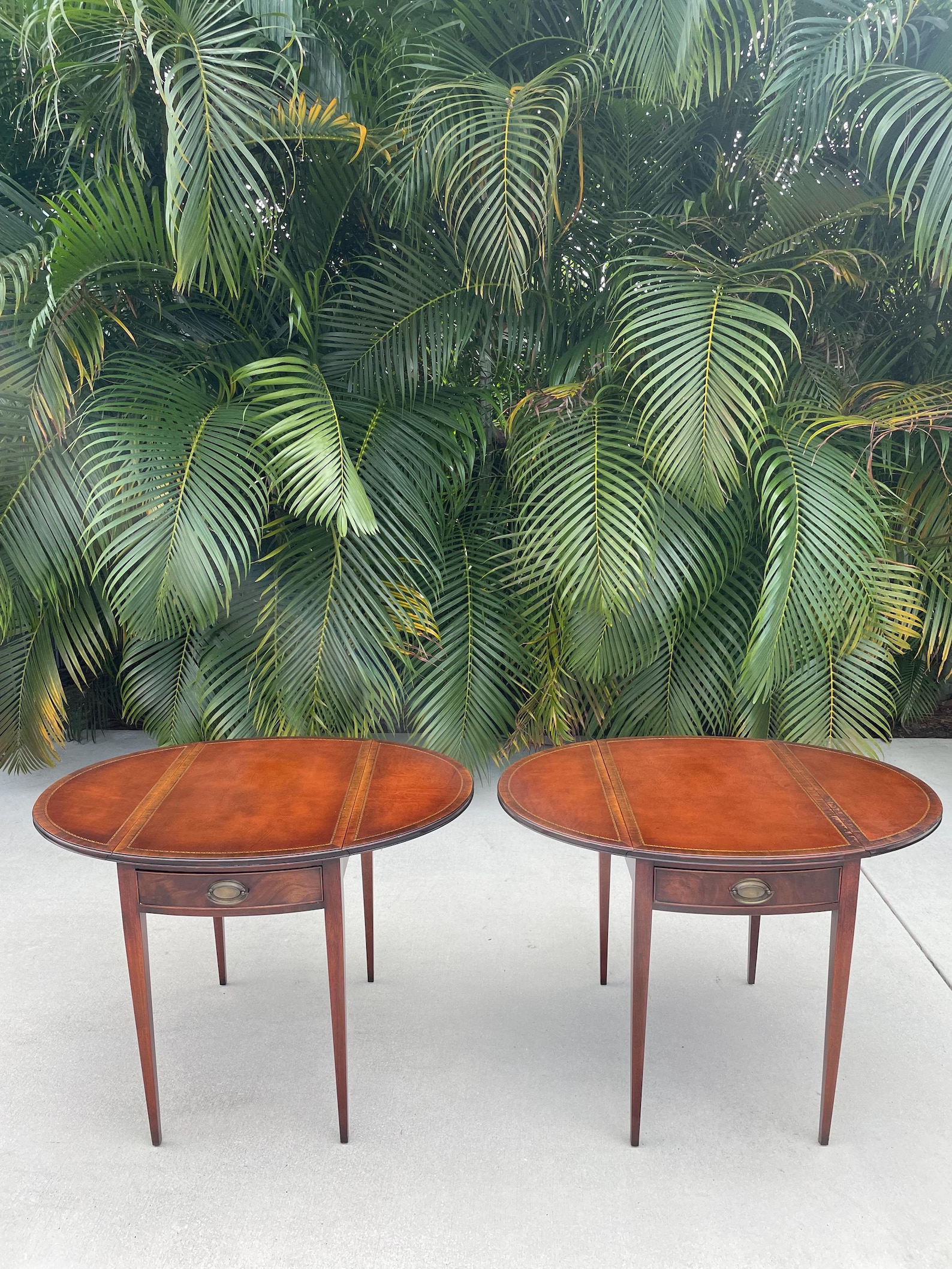 Heritage Henredon Hepplewhite English Style Pembroke Tables Drop Leaves ...